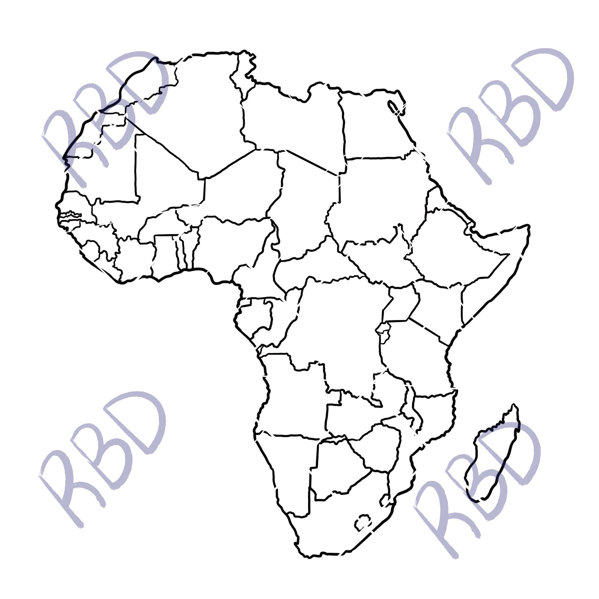 Map of AFRICA Continent Png Pdf Svg Black Outline - Etsy Hong Kong