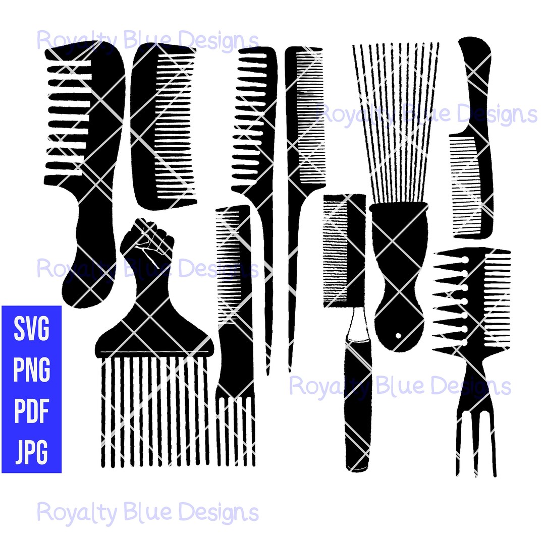 HAIR COMBS 10 BUNDLE Black Combs Afro Pick Svg Png - Etsy