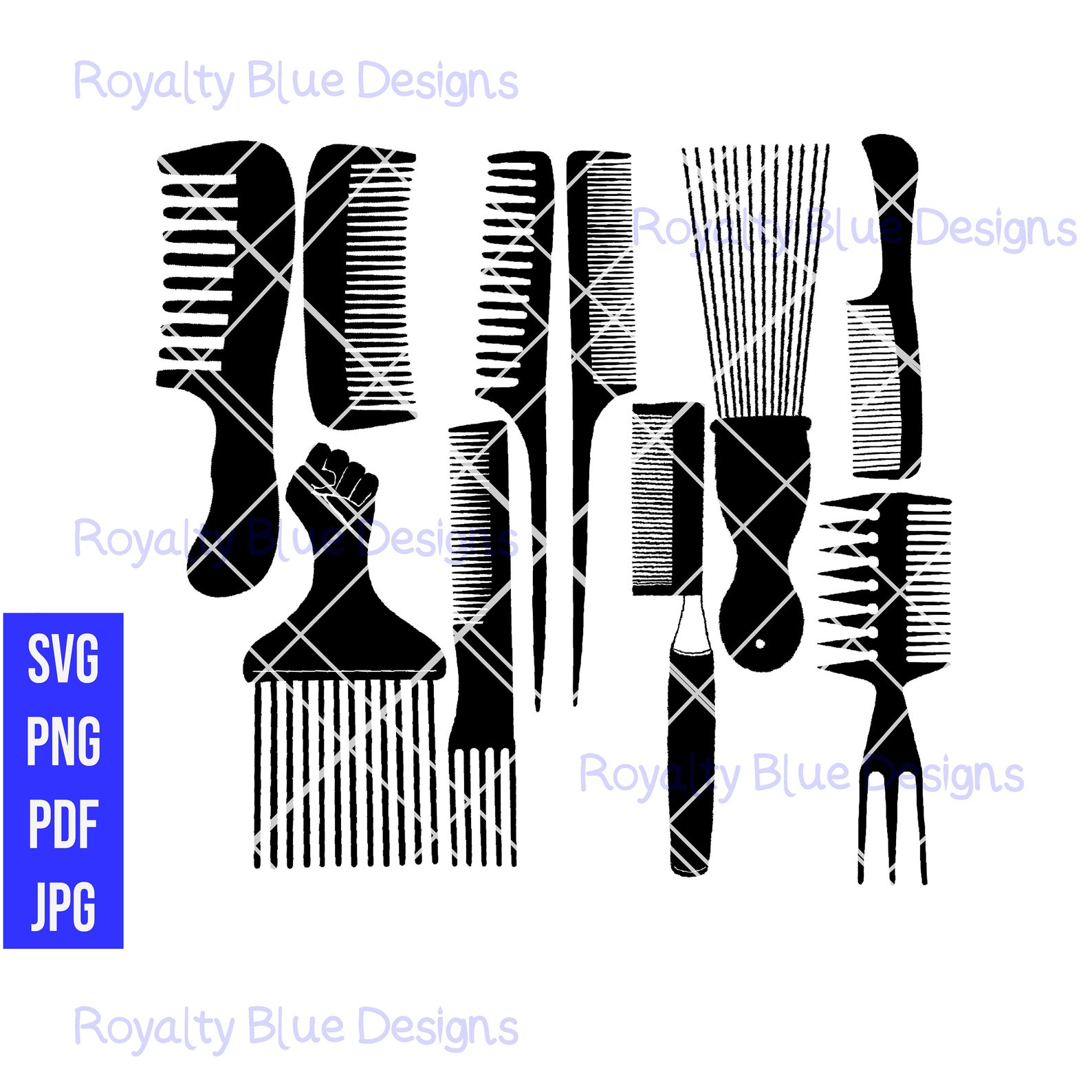 HAIR COMBS 10 BUNDLE peignes noirs afro pick svg png - Etsy France