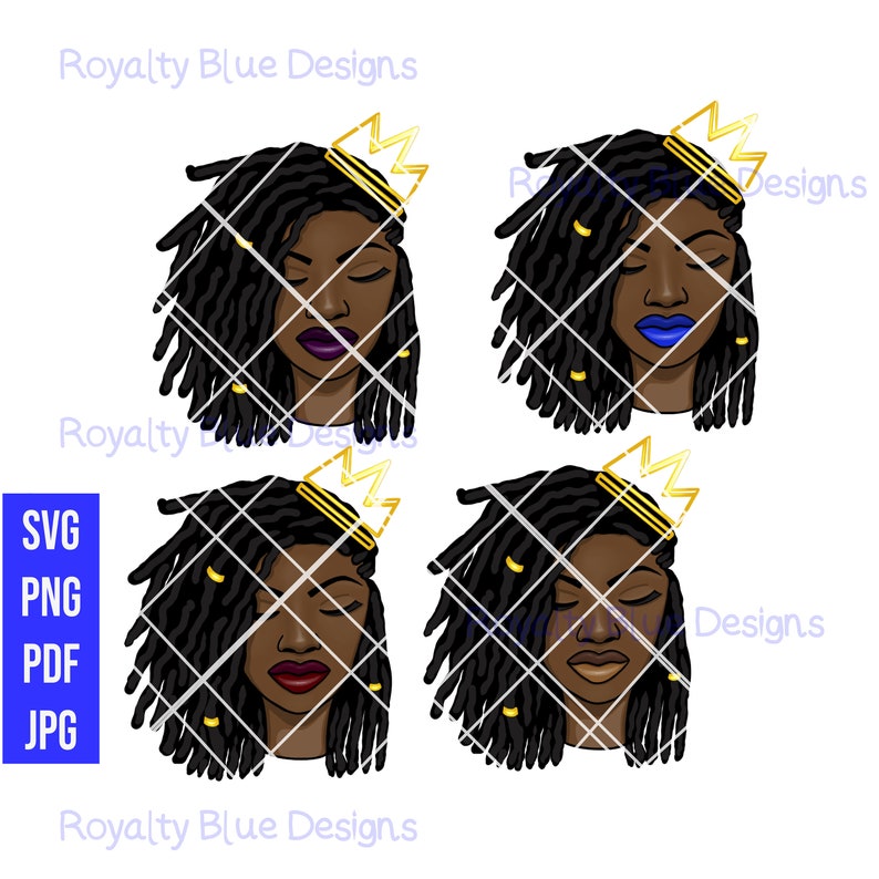 PRINCESS LOCS BUNDLE 4 Svg Pdf Png Crown Black Women Cut - Etsy