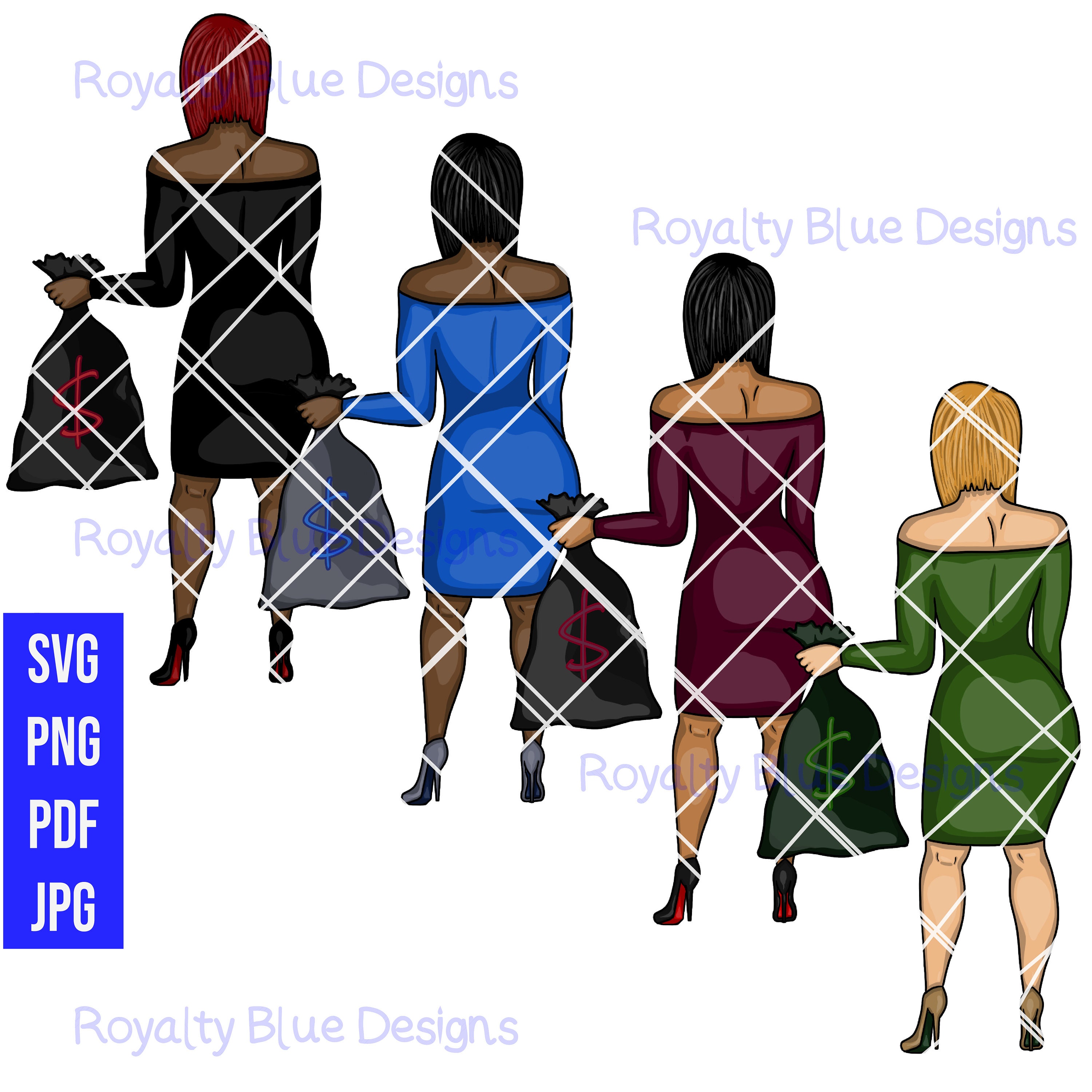 SECURED BUNDLE Woman Holding Money Bag Svg Png Black Boss - Etsy