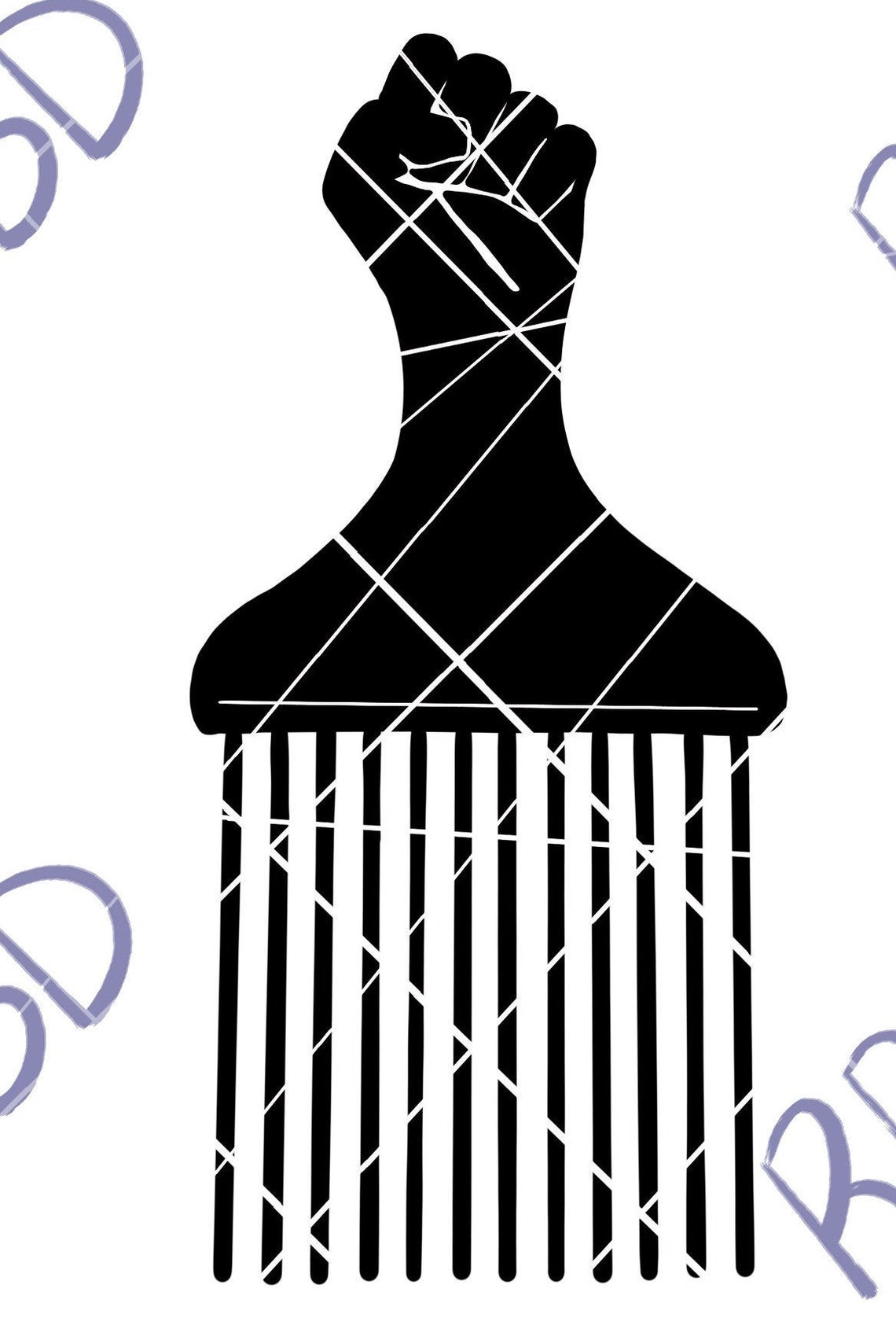 FIST AFRO PICK Black Comb Svg Png Best Afro Big Hair - Etsy