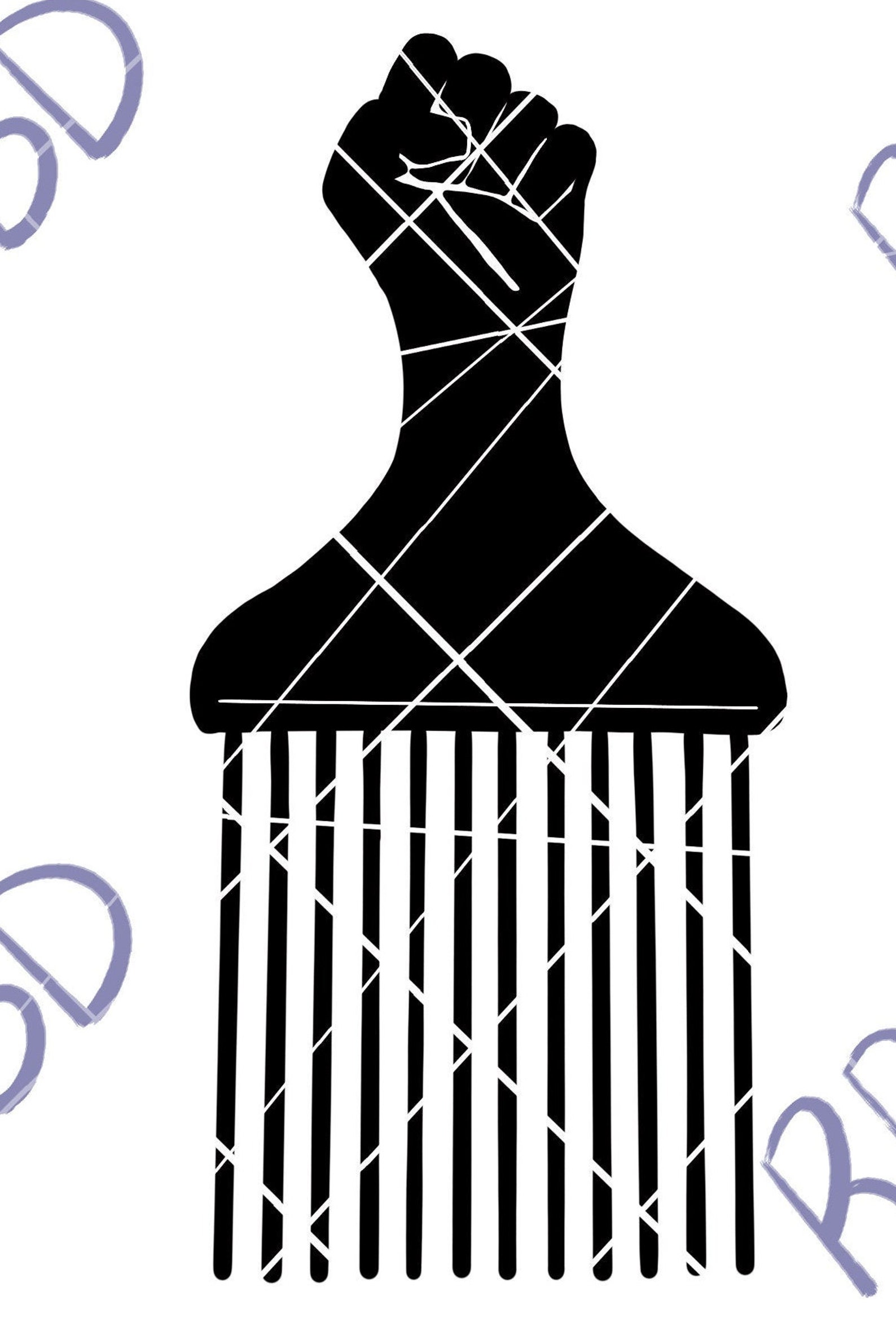 FIST AFRO PICK Black Comb Svg Png Best Afro Big Hair - Etsy