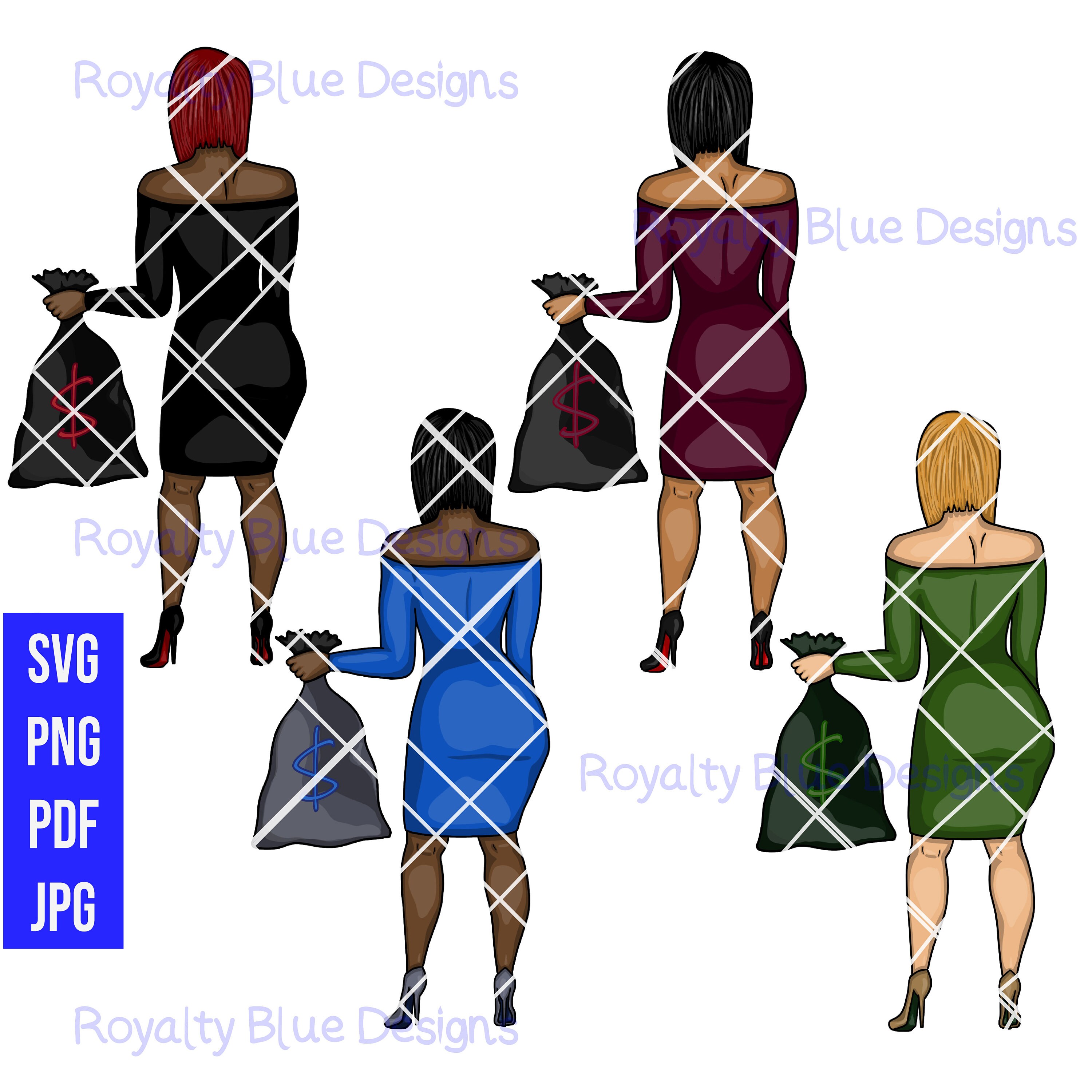 SECURED BUNDLE Woman Holding Money Bag Svg Png Black Boss - Etsy