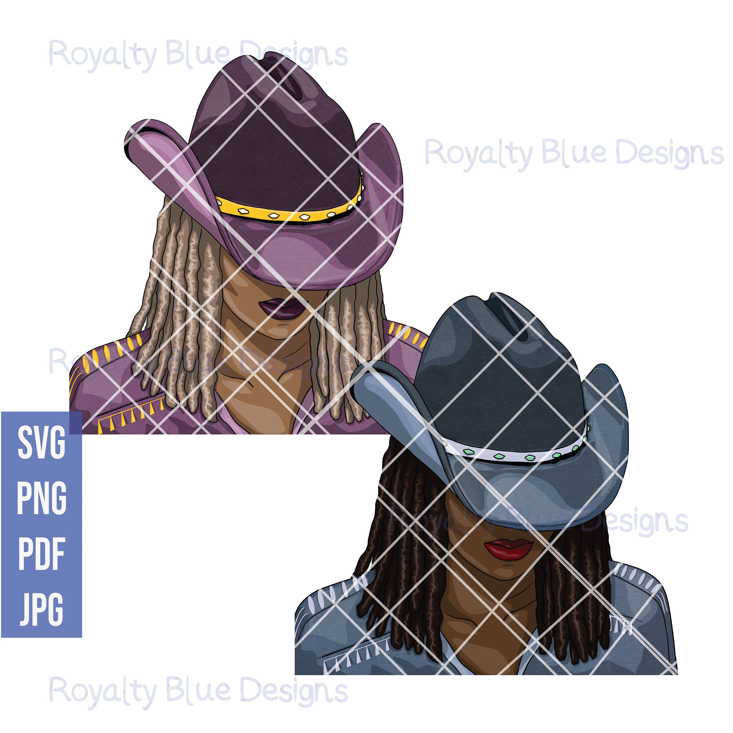 Cowgirl Blues Set Black Cowgirls With Locs Cowboy Hat - Etsy