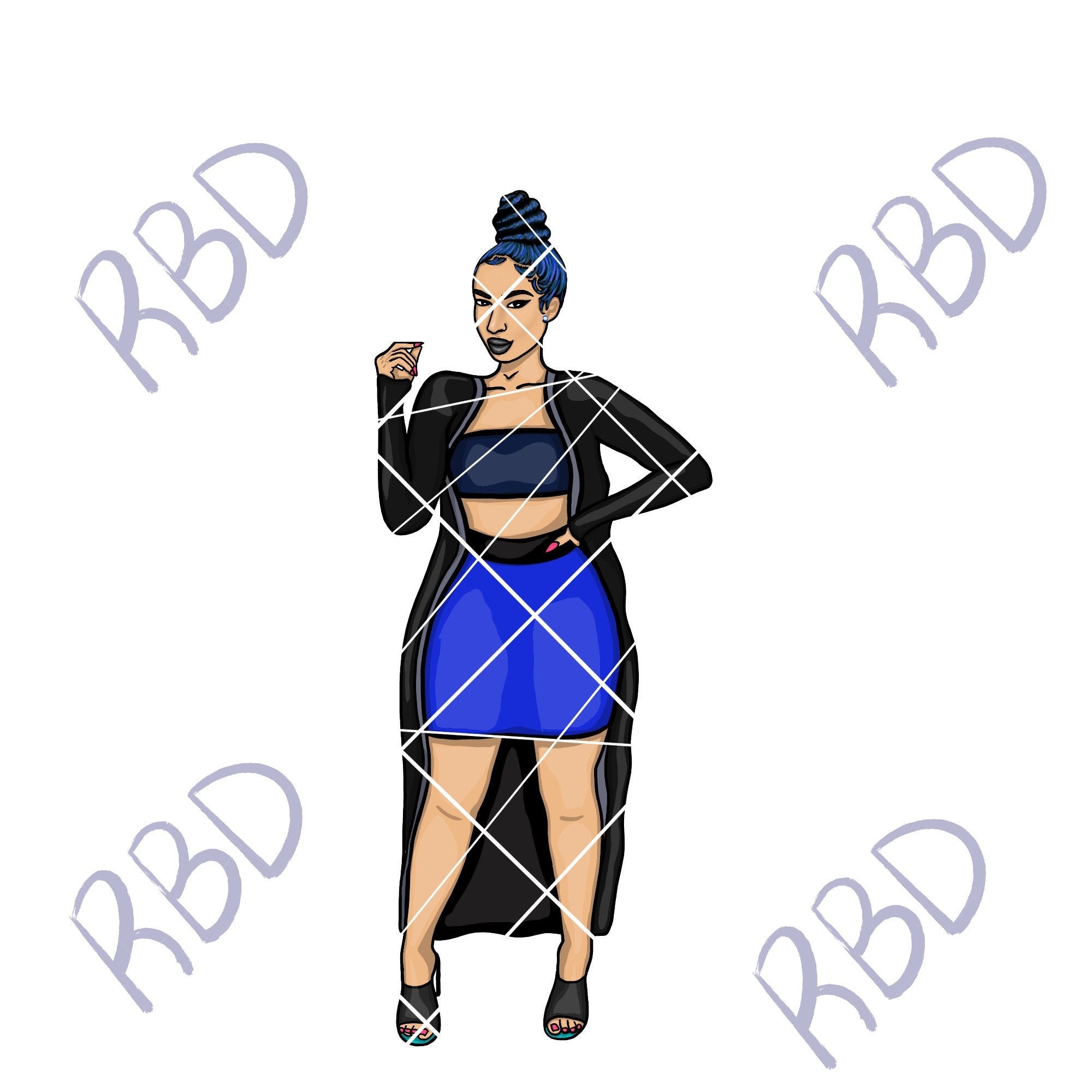 SANAE BLUE BUN Svg Png Pdf Thick Full Body Curvy Fashion | Etsy