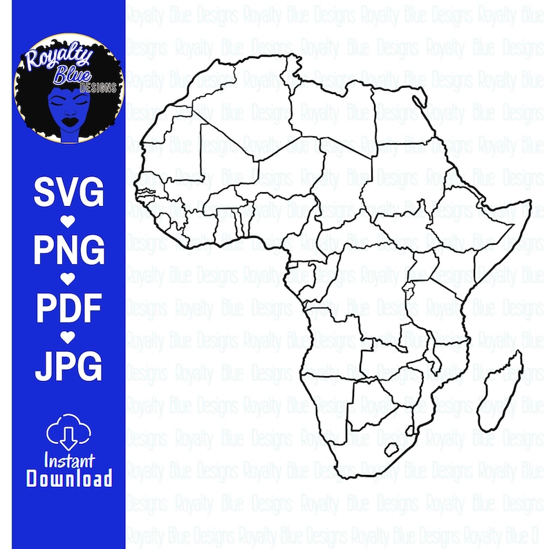 Blank Map of AFRICA, Continent, Black Outline, African Geography ...