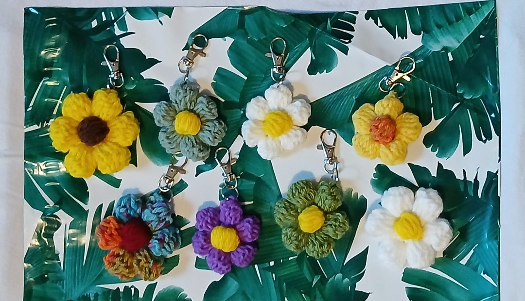 Crochet Flower Keychains - Etsy