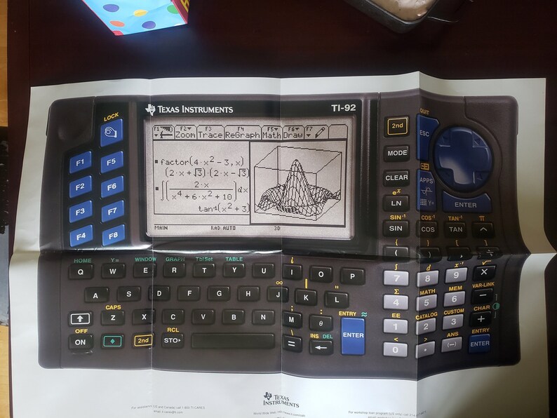 1995 Poster for Texas Instruments TI-92 Graphing Calculator That Spells ...