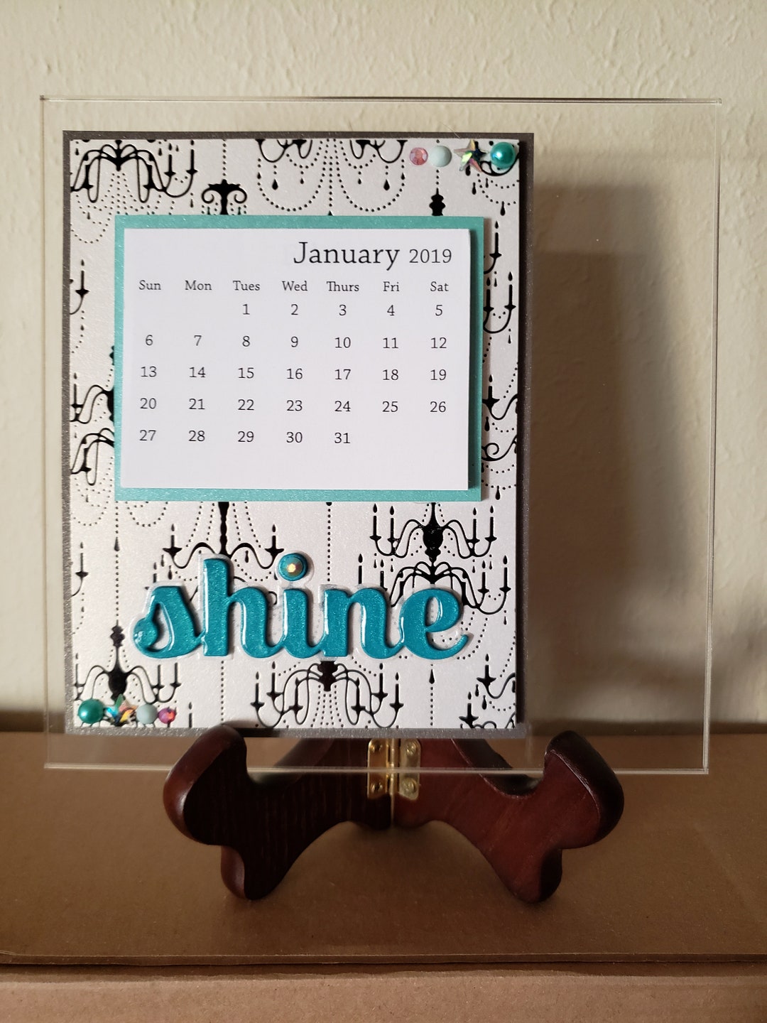Foiled Embellished Desk Calendar Mounted on 6x6 Acrylic Plate - Etsy