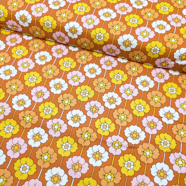 Retro Floral Fabric - Etsy