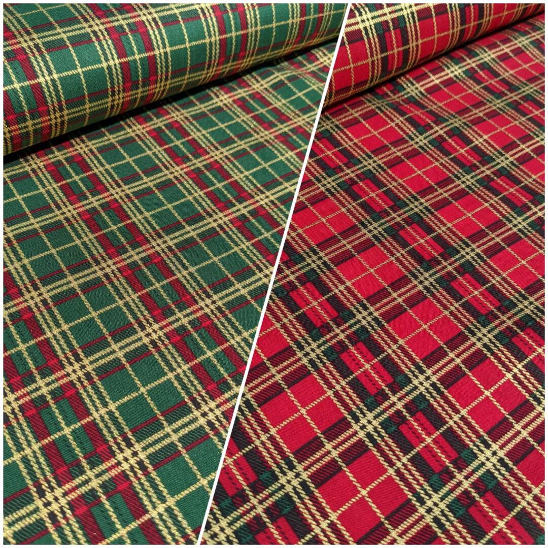 Tissu 100% coton tartan de Noël rouge ou vert au mètre - Etsy France