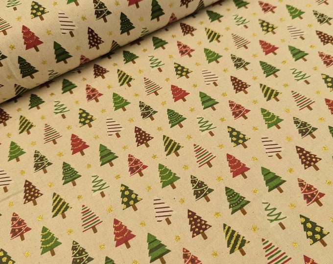 Christmas Tree Cotton Fabric by the Metre, Half Metre and Fat Quarter ...