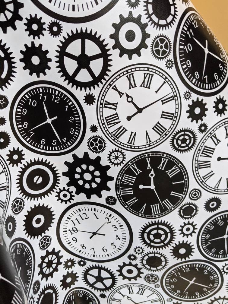 Monochrome Clocks PVC Fabric, Tableclothing - Etsy