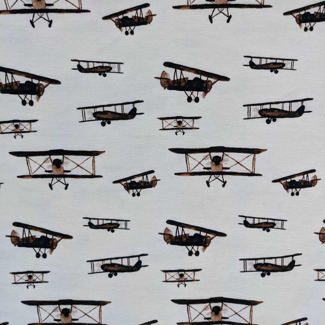 Biplane Cotton Jersey Fabric, Stretch Jersey, Aircraft - Etsy