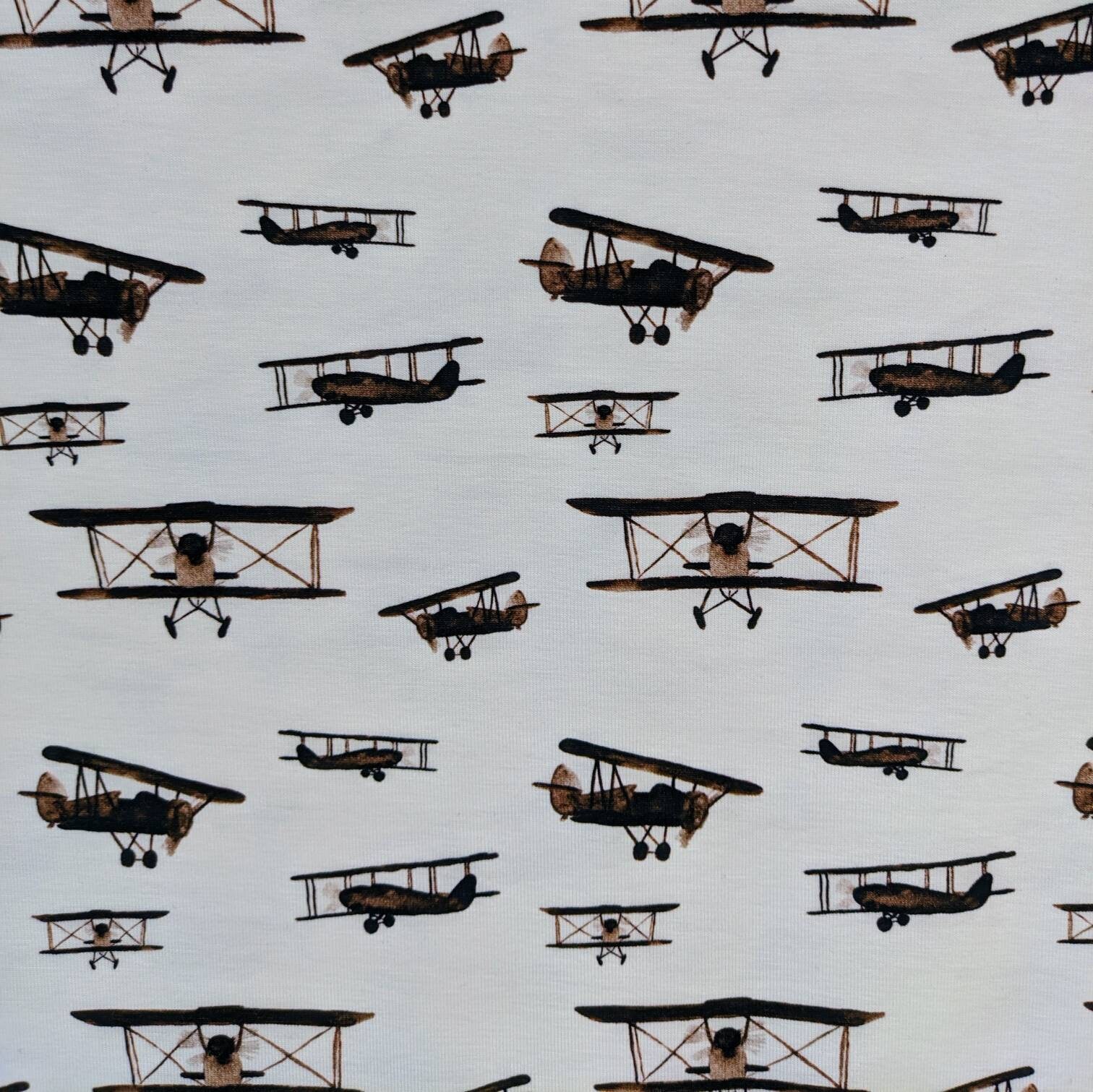 Biplane Cotton Jersey Fabric Stretch Jersey aircraft | Etsy
