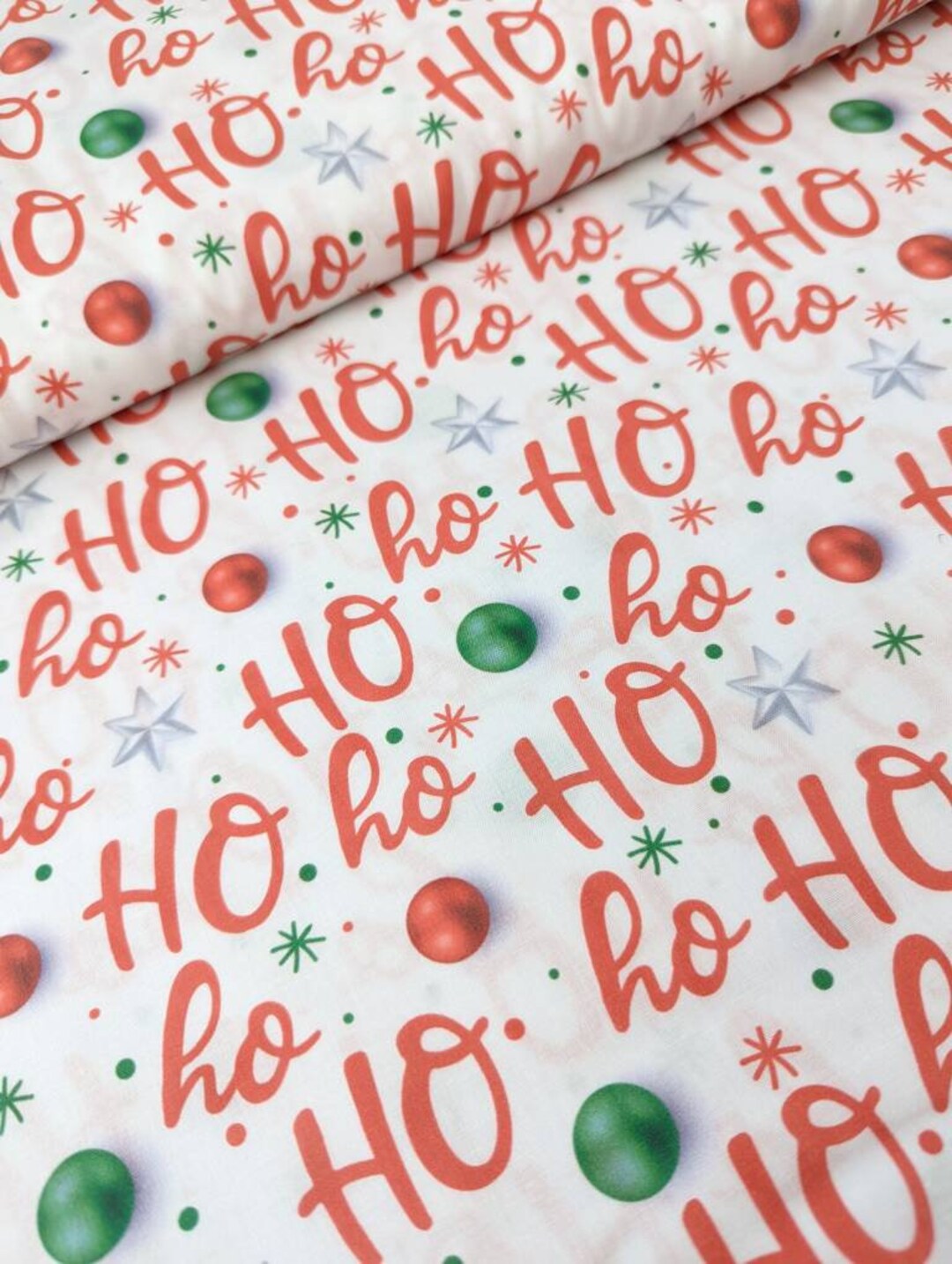 HO HO HO 100% Cotton Christmas Fabric by the Metre, Half Metre and Fat ...