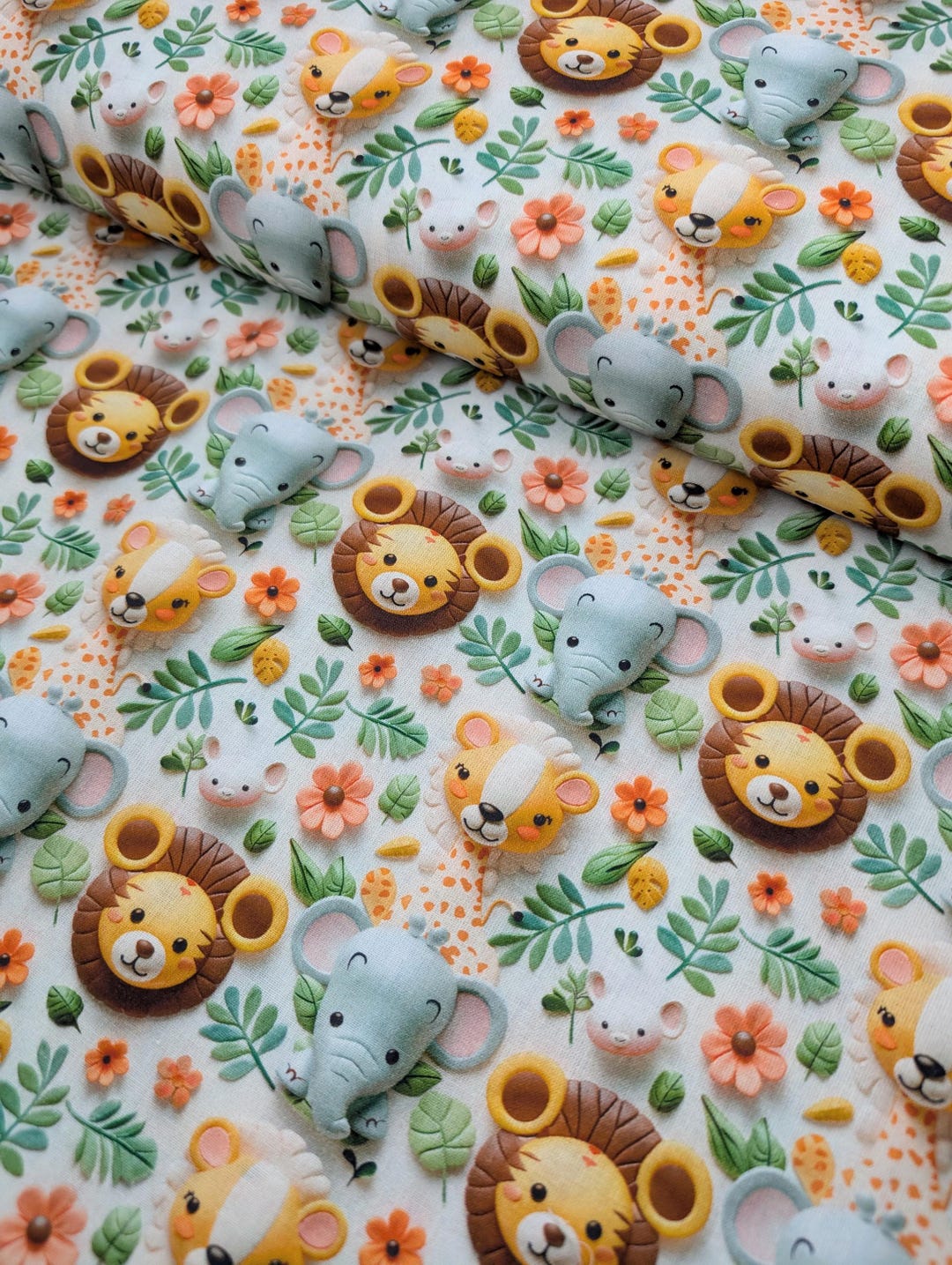 Little Johnny 3D Effect Cute Animals 100% Cotton Fabric by the Metre ...