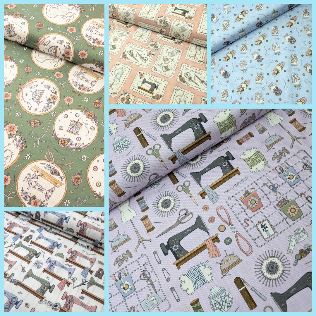 Seamstress Studio 100% Cotton Fabric by the Metre, Half Metre and Fat ...
