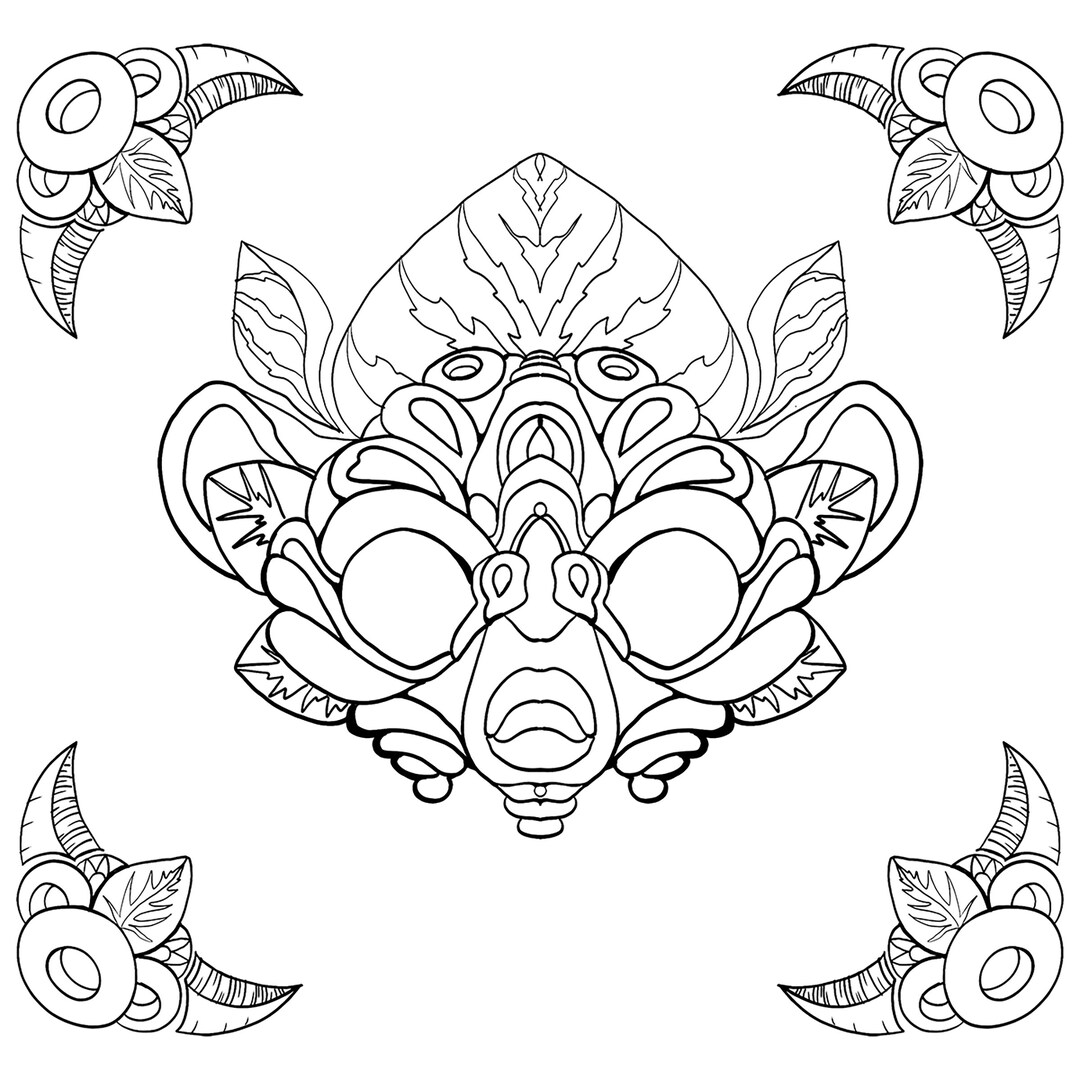 Mask 2 Coloring Page - Etsy