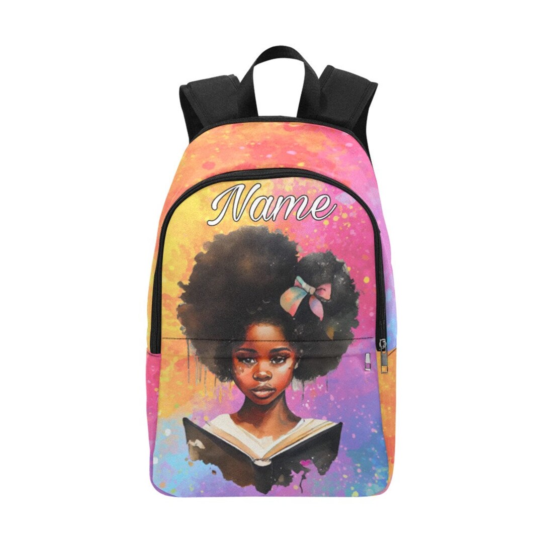 Custom Black Girl Backpack: Books Design Customizable With Name ...