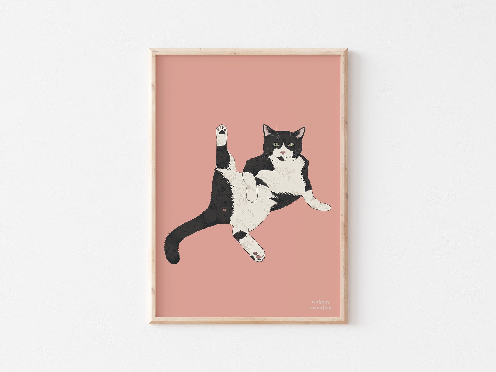 Funny Cat Illustration Cat Print Cat Poster Tuxedo Cat | Etsy