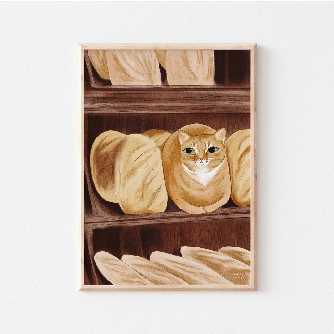 Loaf Cat Print Funny Cat Art Printable Cat Art Cat Wall Art Cat Decor Cat Lover T Cat