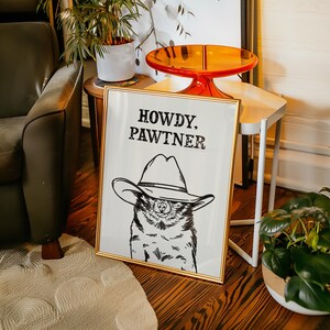 Howdy Partner Black Art Print | Howdy Wall Art | Retro Print | Vintage ...