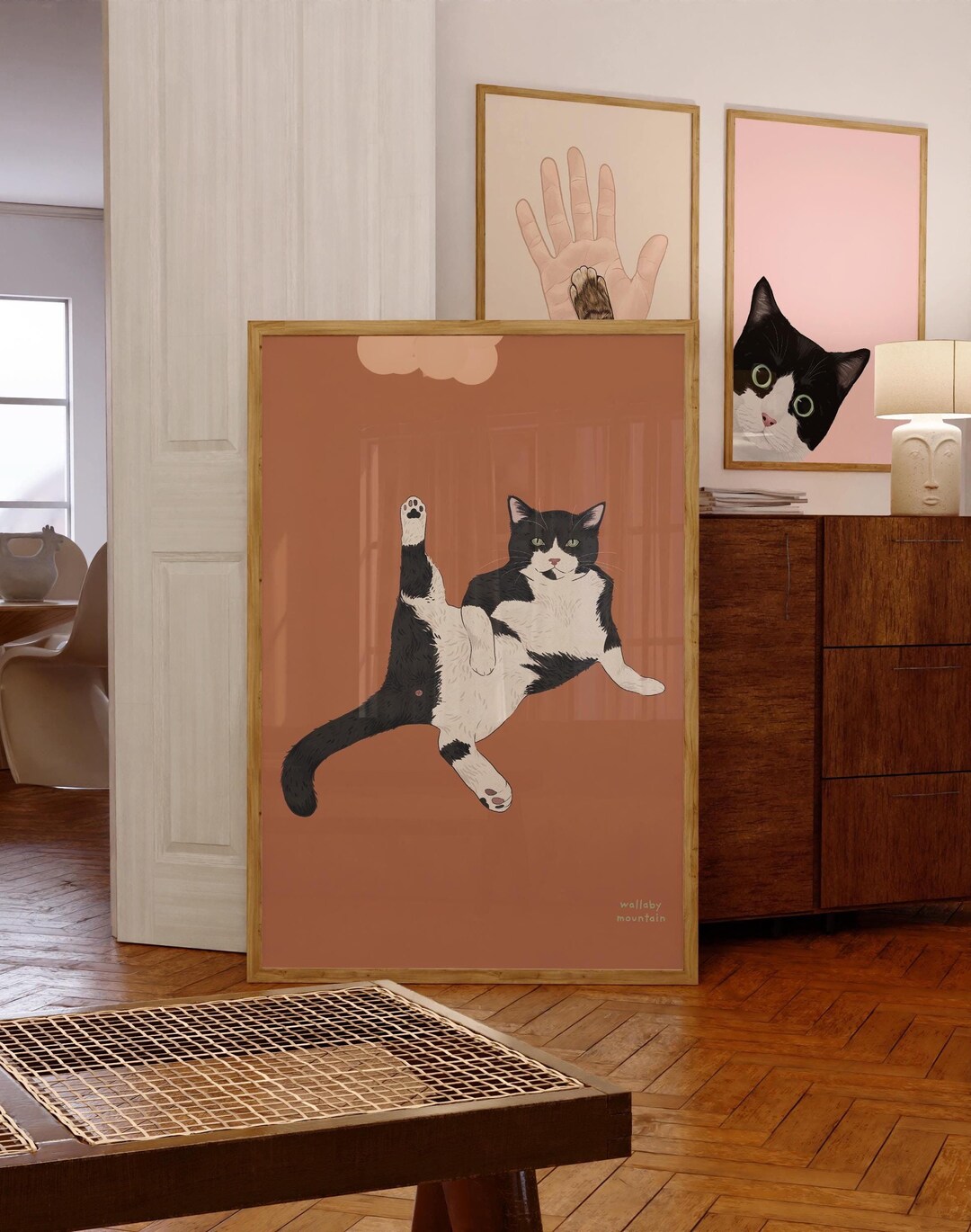 Funny Cat Illustration, Cat Print, Cat Poster, Tuxedo Cat Print, Funny ...
