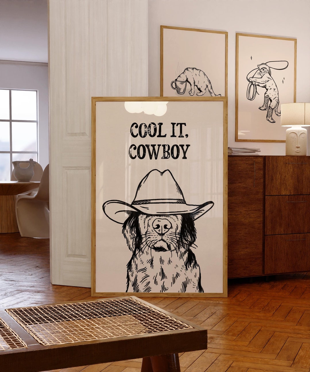 Cool It Cowboy Dog Print | Retro Print | Vintage Art | Western Wall Art ...