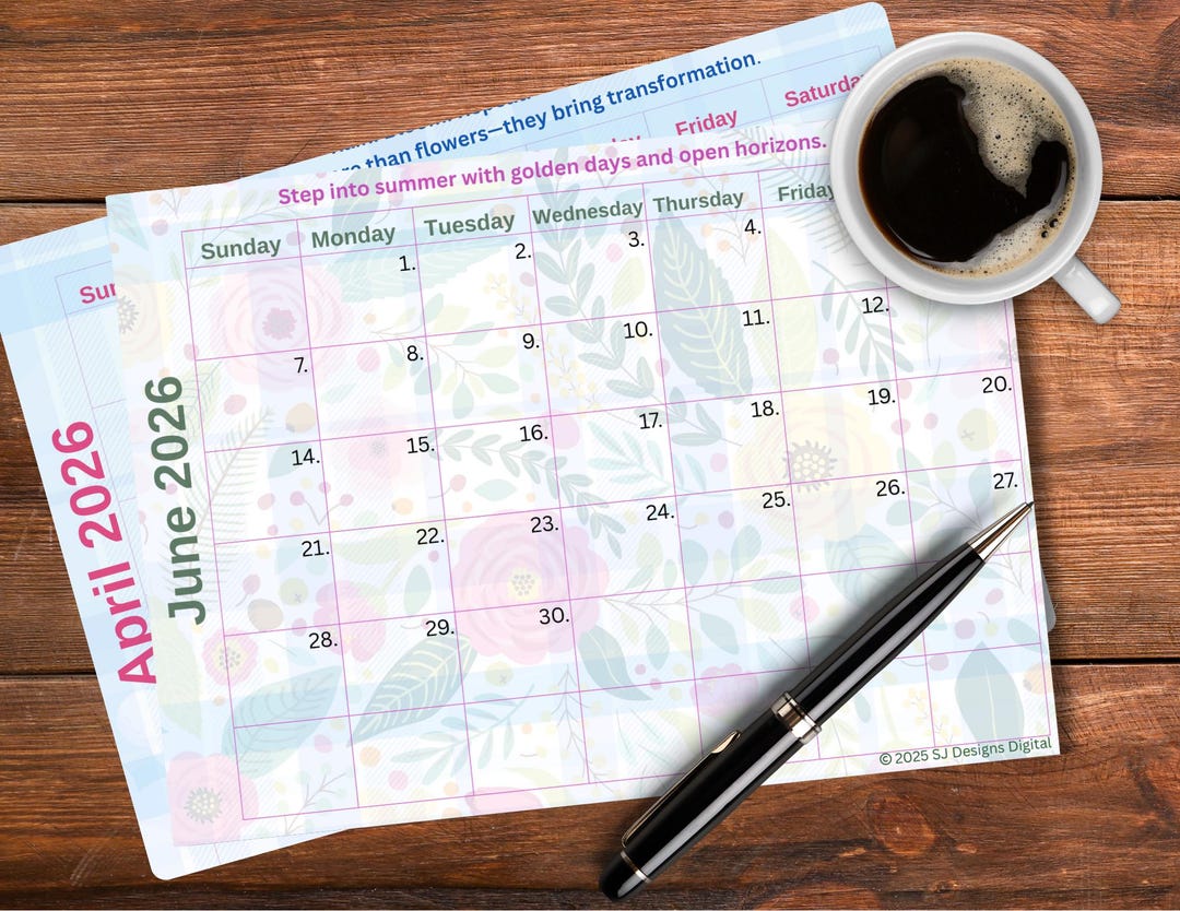 Printable 2026 Pastel Calendar: Inspirational Monthly Planner (PDF ...