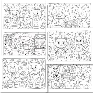 Cozy Friends: Super Cute Animal Characters Coloring Book, 100 Pages ...