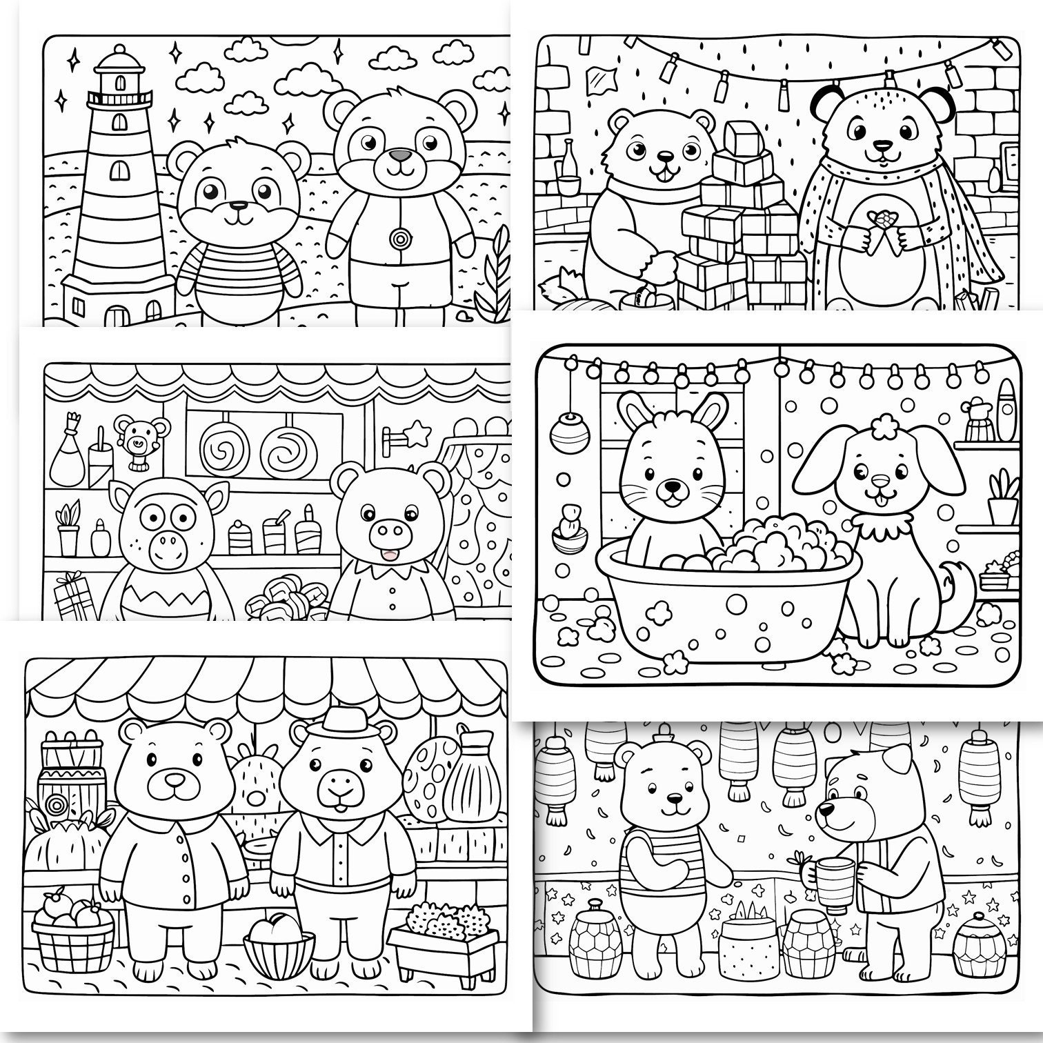 Cozy Friends: Super Cute Animal Characters Coloring Book, 100 Pages ...