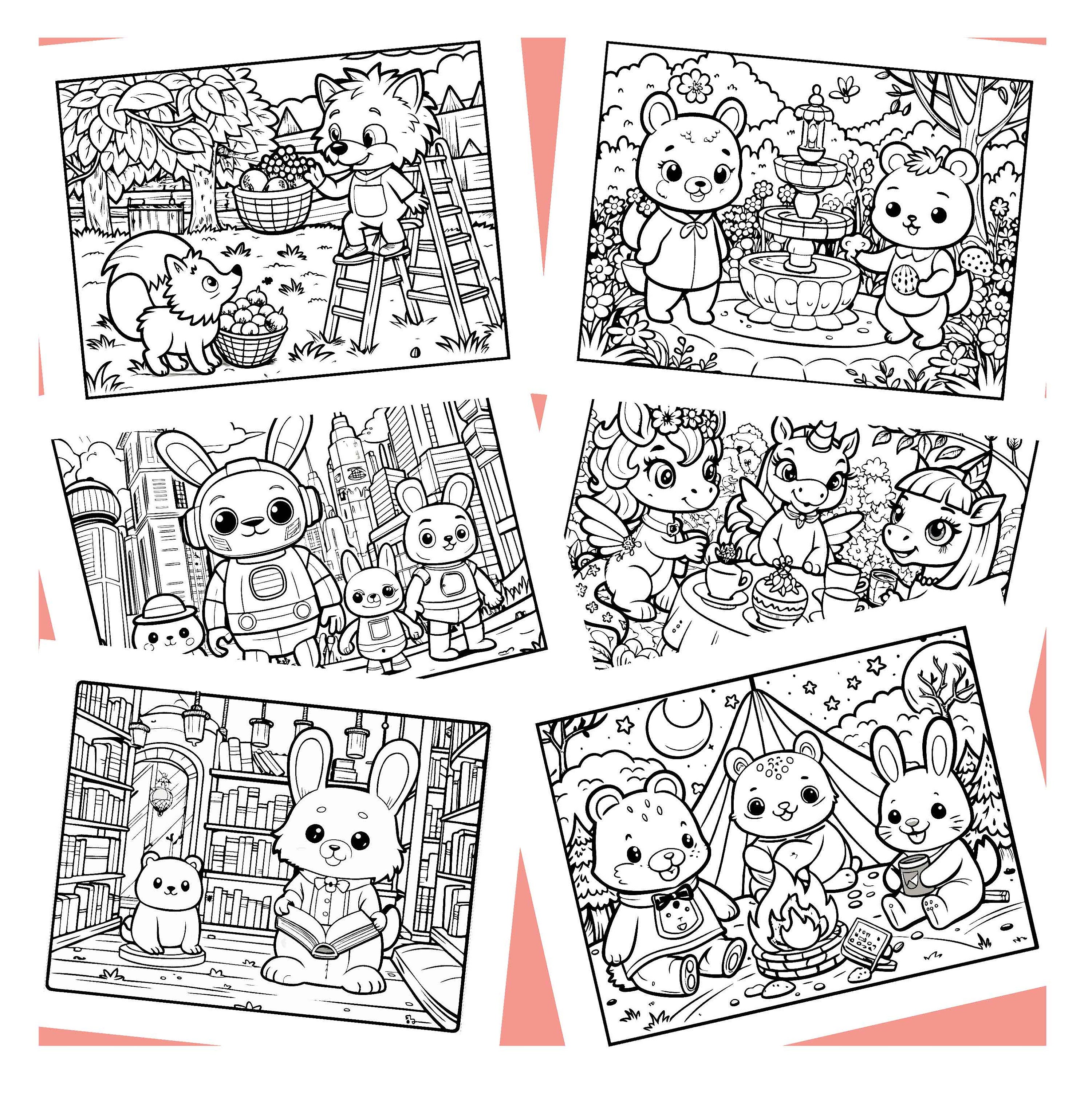 Kawaii Coloring Pages, 100 Pages, Cute Coloring Pages, for Kids and ...
