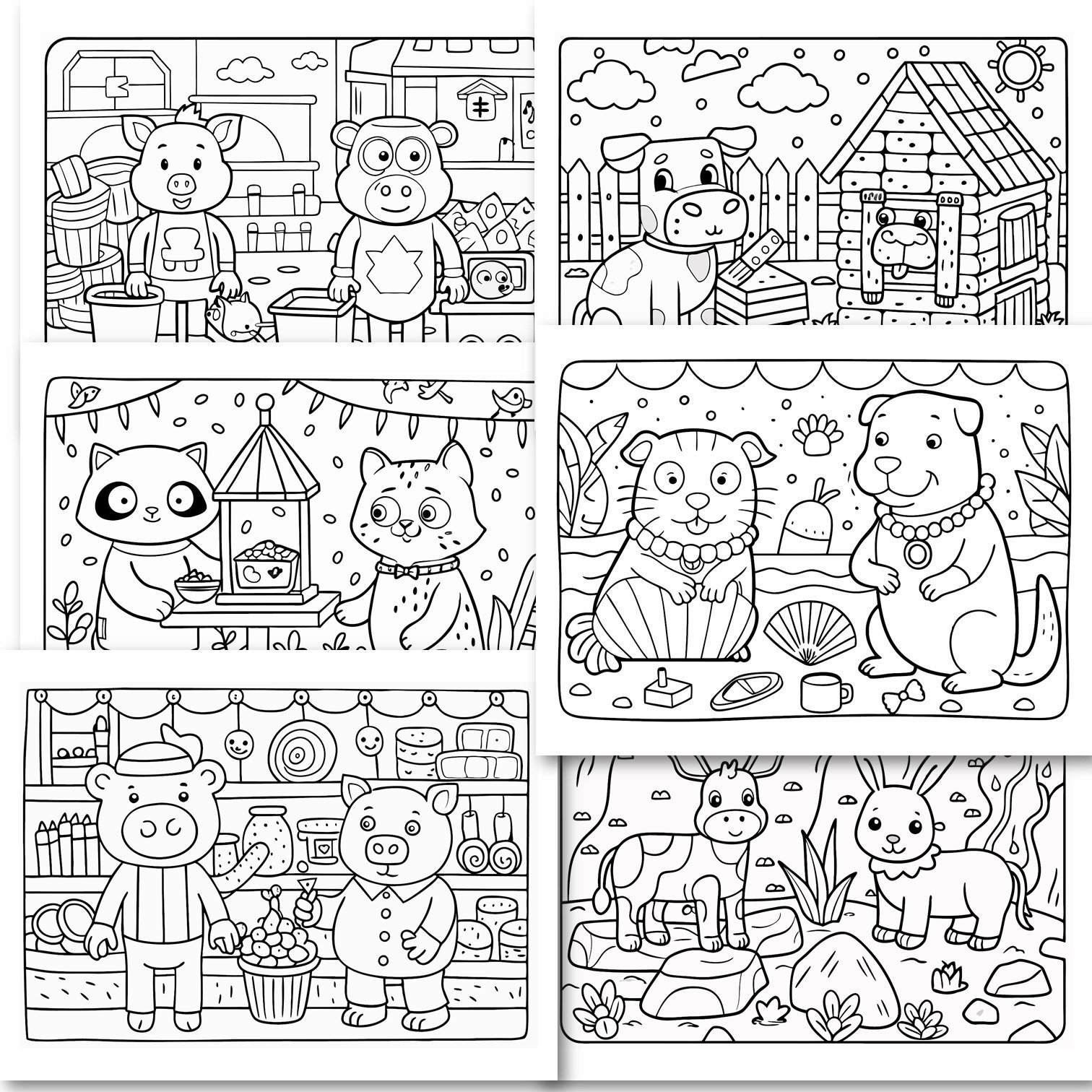 Cozy Friends: Super Cute Animal Characters Coloring Book, 100 Pages ...