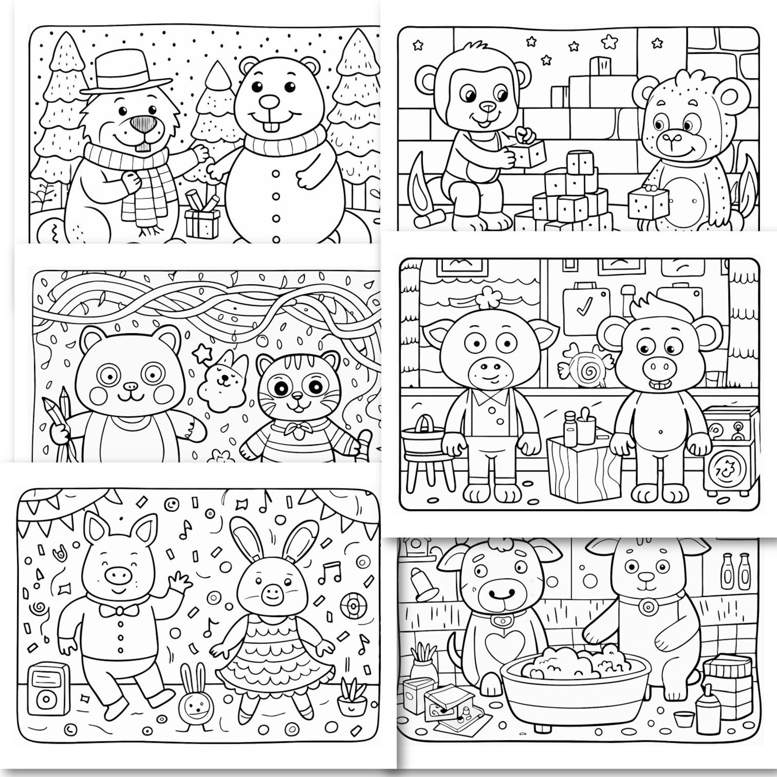 Cozy Friends: Super Cute Animal Characters Coloring Book, 100 Pages ...