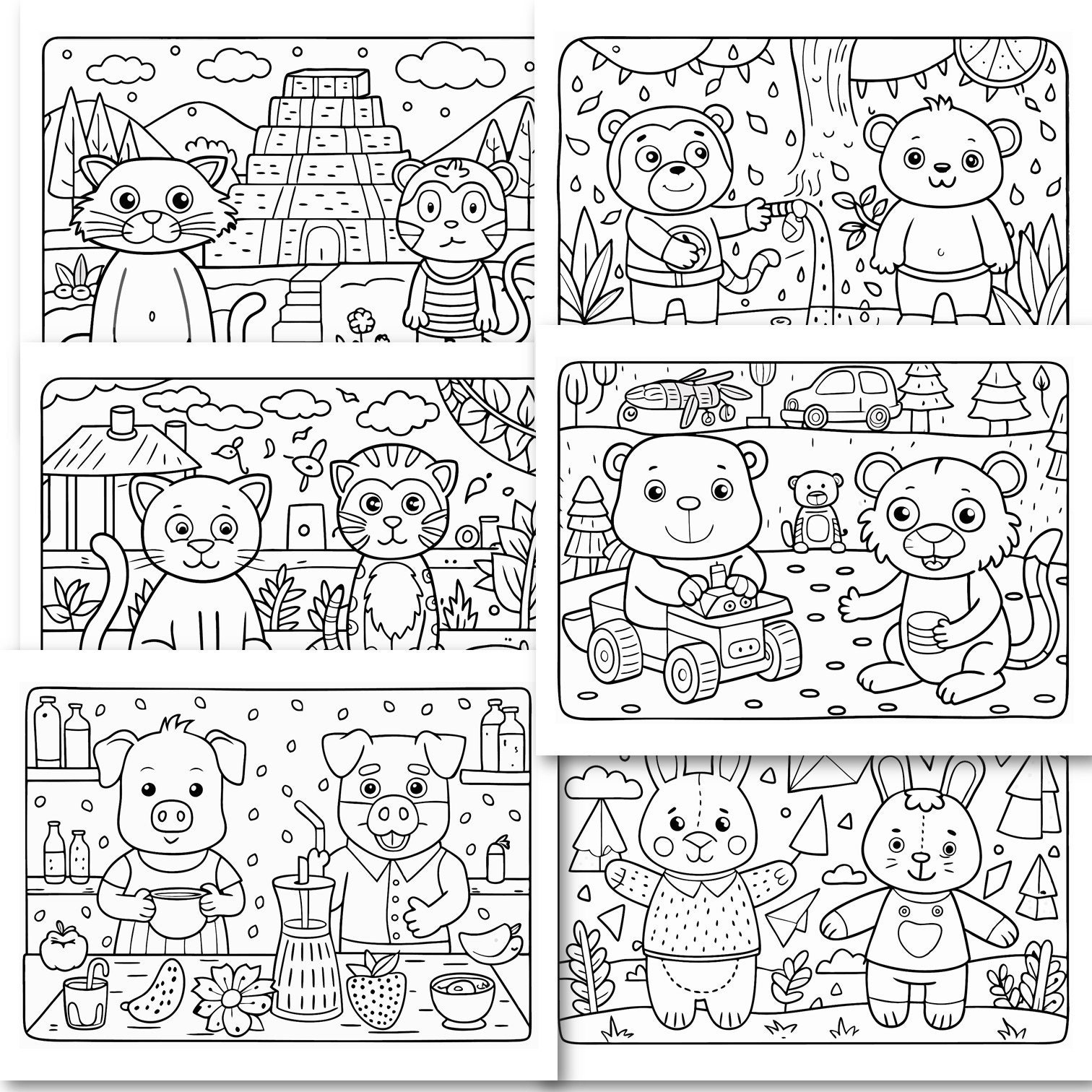 Cozy Friends: Super Cute Animal Characters Coloring Book, 100 Pages ...