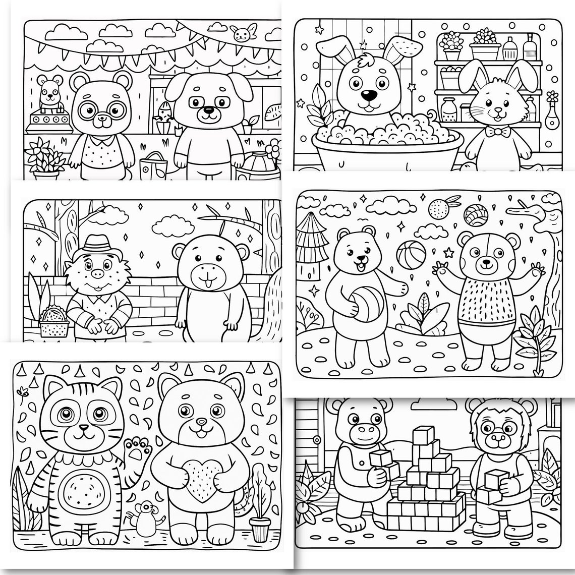 Cozy Friends: Super Cute Animal Characters Coloring Book, 100 Pages ...