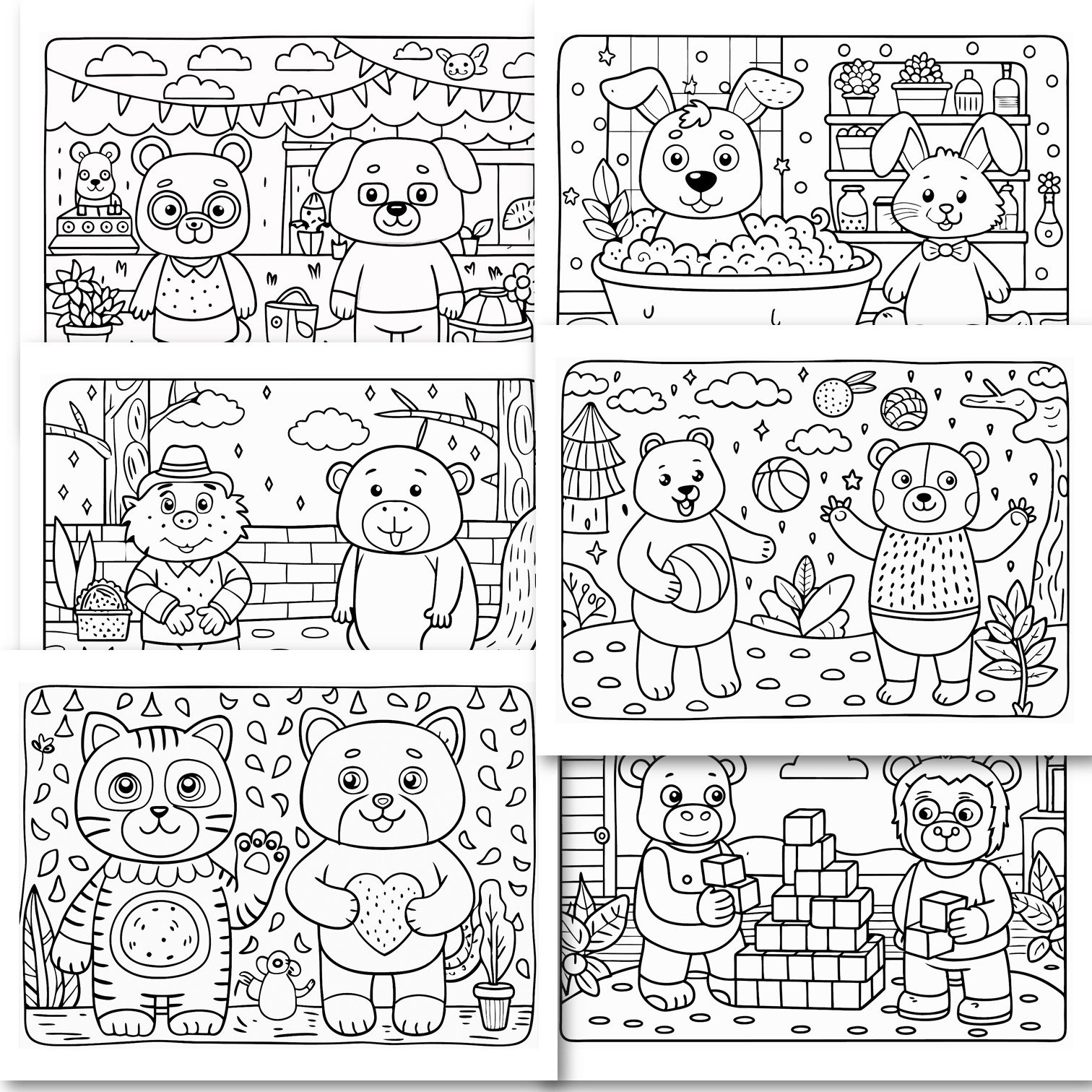 Cozy Friends: Super Cute Animal Characters Coloring Book, 100 Pages ...