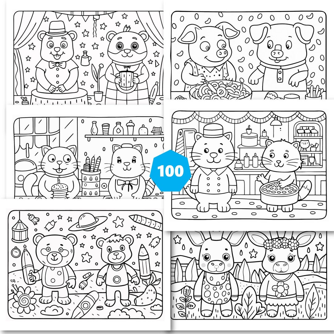 Cozy Friends: Super Cute Animal Characters Coloring Book, 100 Pages ...
