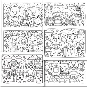 Cozy Friends: Super Cute Animal Characters Coloring Book, 100 Pages ...
