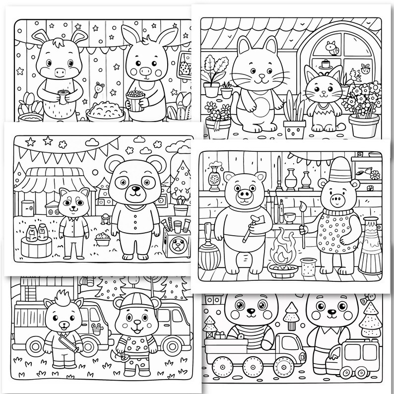 Cozy Friends: Super Cute Animal Characters Coloring Book, 100 Pages ...