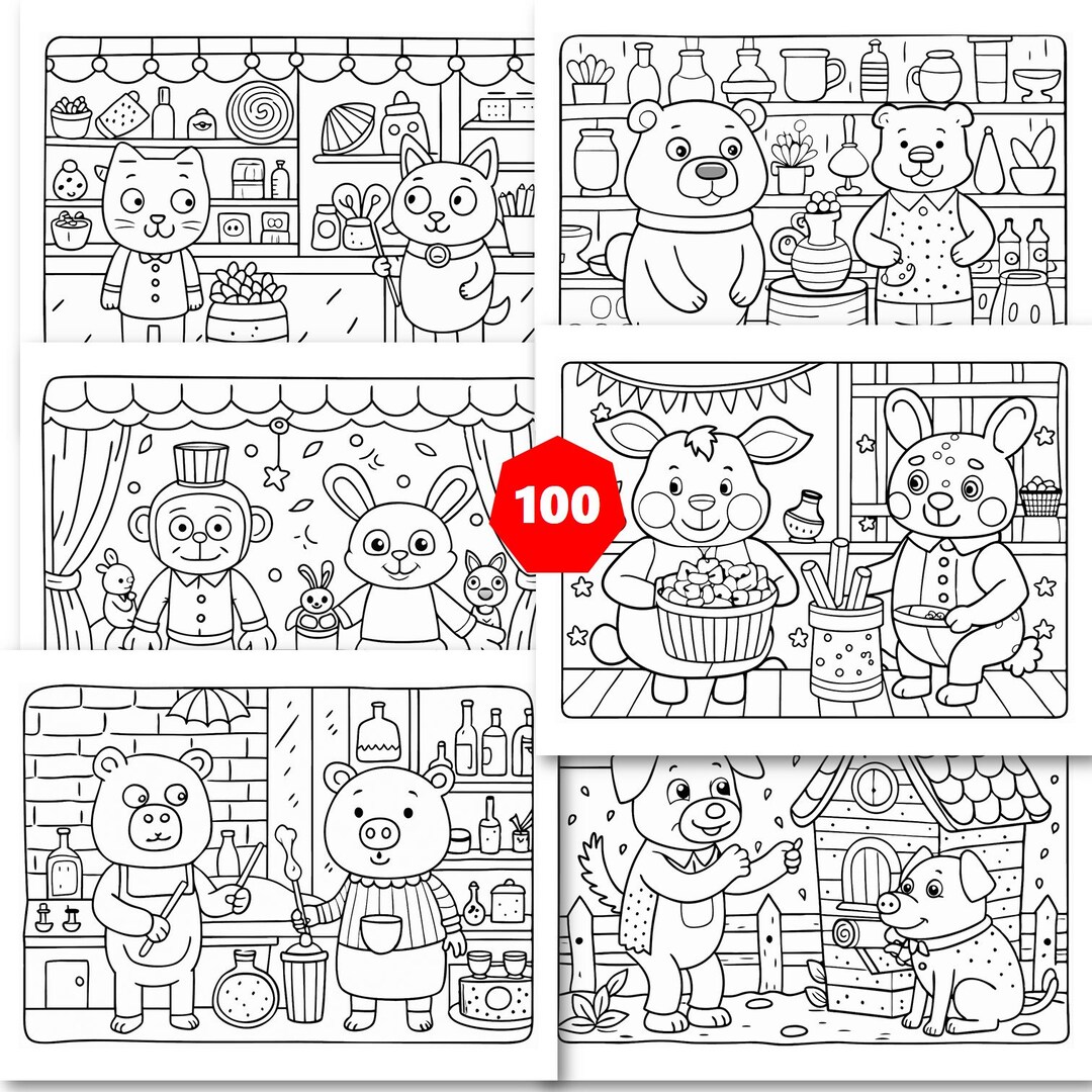 Cozy Friends: Super Cute Animal Characters Coloring Book, 100 Pages ...