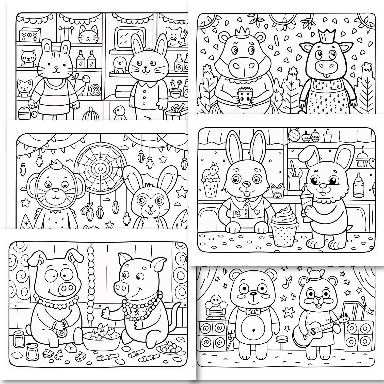 Cozy Friends: Super Cute Animal Characters Coloring Book, 100 Pages ...
