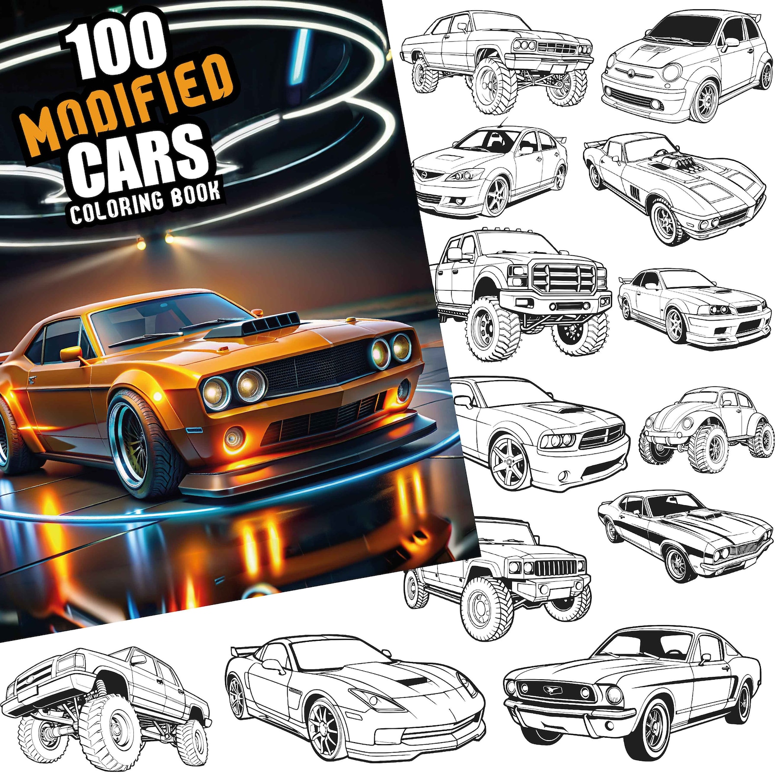 100 Modified Cars Coloring Pages PDF, JPG, Relaxing Fun Coloring Pages ...