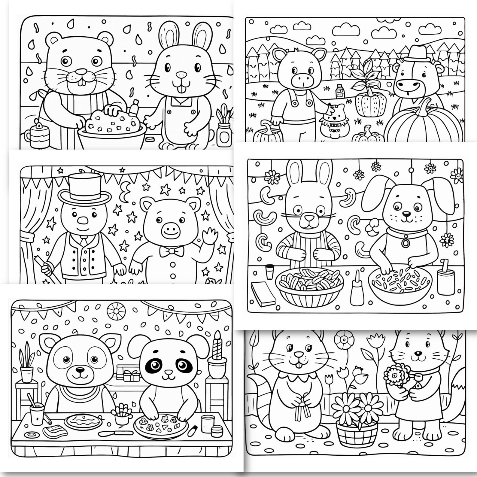 Cozy Friends: Super Cute Animal Characters Coloring Book, 100 Pages ...
