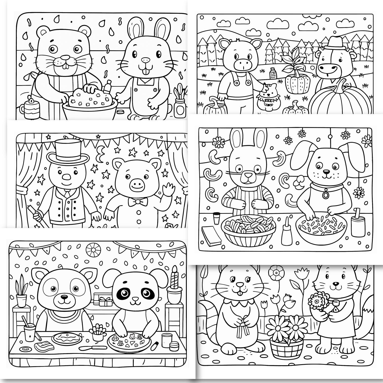 Cozy Friends: Super Cute Animal Characters Coloring Book, 100 Pages ...
