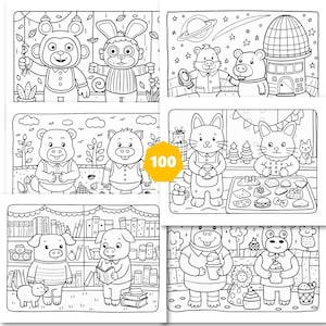 Cozy Friends: Super Cute Animal Characters Coloring Book, 100 Pages ...