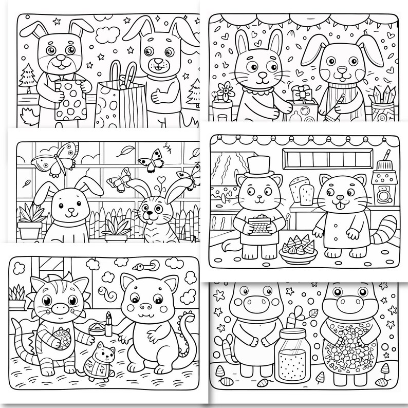 Cozy Friends: Super Cute Animal Characters Coloring Book, 100 Pages ...