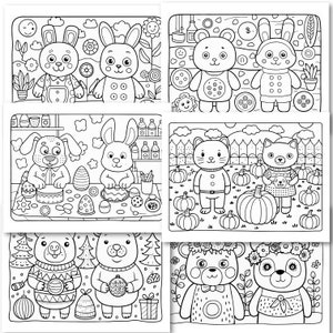 Cozy Friends: Super Cute Animal Characters Coloring Book, 100 Pages ...